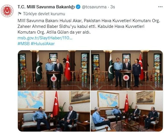 Bakan Hulusi Akar Pakistan Hava Kuvvetleri Komutanı Orgeneral Sidhu’yu ... Bakan Hulusi Akar Pakistan Hava Kuvvetleri Komutanı Orgeneral Sidhu’yu ...