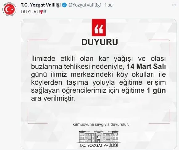 Son dakika: Samsun Tokat ve Yozgat’ta bazı yerlerde eğitime kar engeli Son dakika: Samsun Tokat ve Yozgat’ta bazı yerlerde eğitime kar engeli